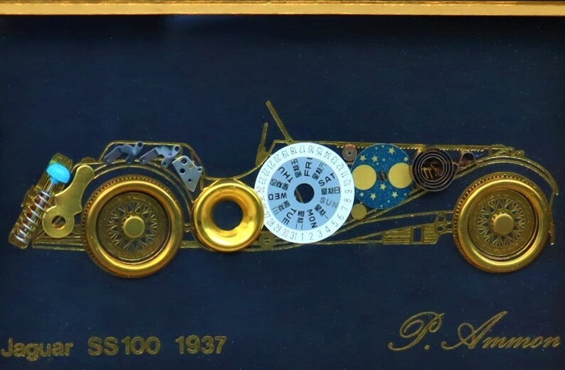 P. Ammon Horological Collage Art Made From Watch Parts Jaguar SS100 ...