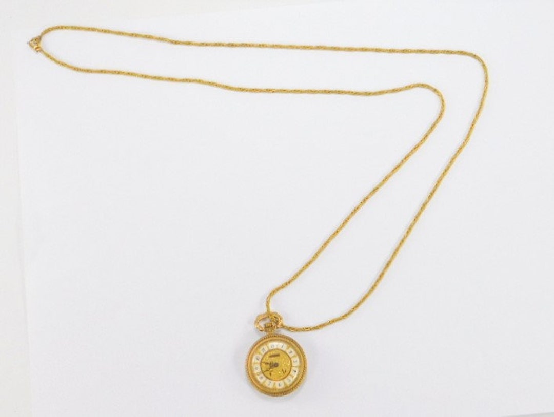 CONSUL Swiss Winding Necklace Watch Gold Plated Vintage New 1990's ...