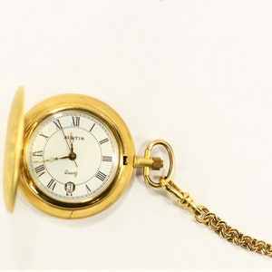 Austin Gold Plated Pocket Watch With Date and Chain Vintage Brand New ...