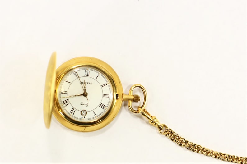 Austin Gold Plated Pocket Watch With Date and Chain Vintage Brand New ...