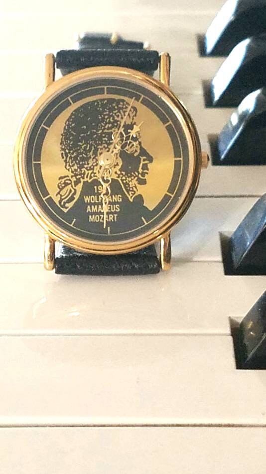 Wolfgang Amadeus Mozart Watch Gold Plated Black Leather Band - Etsy