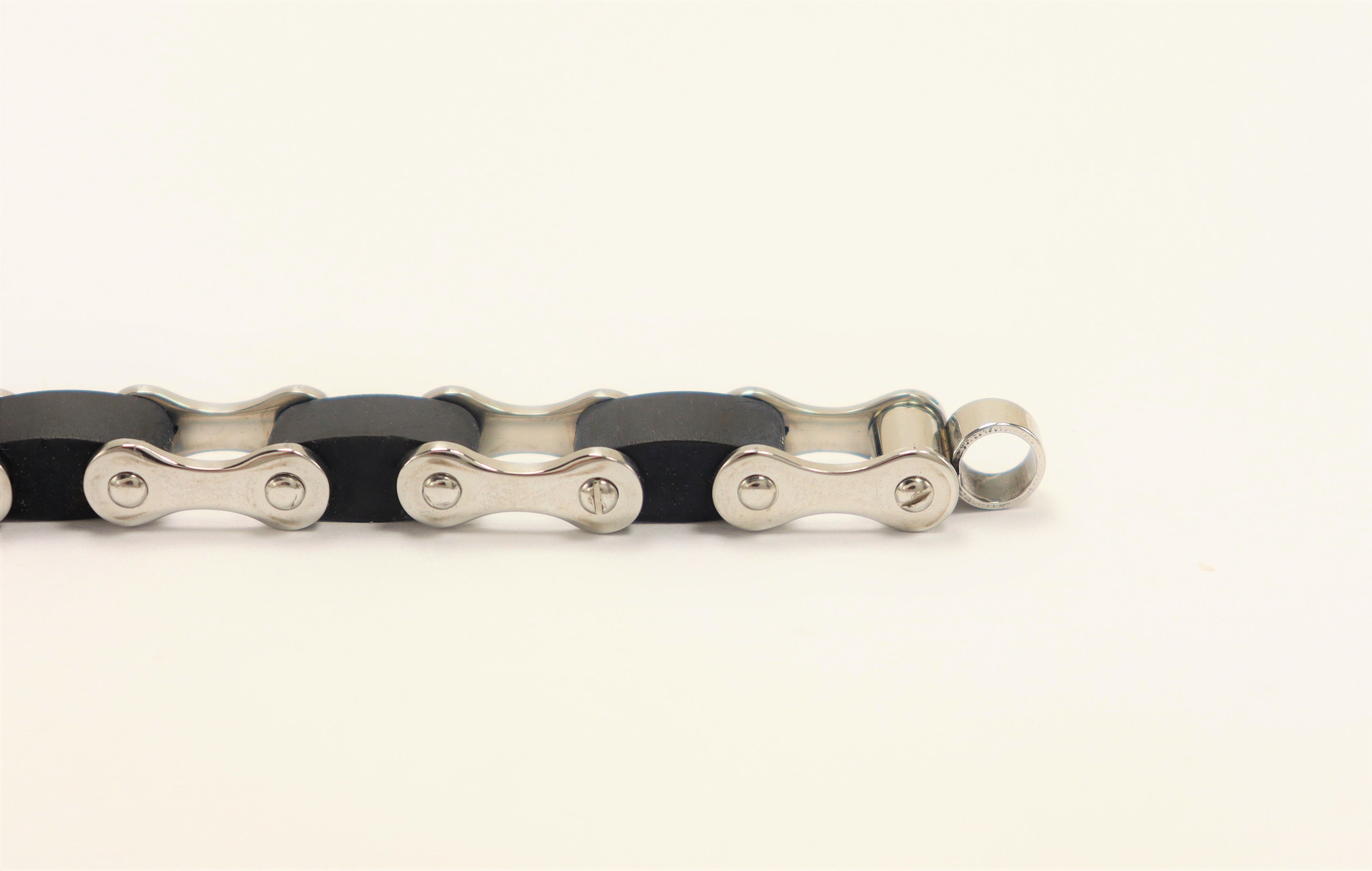 Stainless Steel and Rubber Bike Chain Link Bracelet Adjustable - Etsy