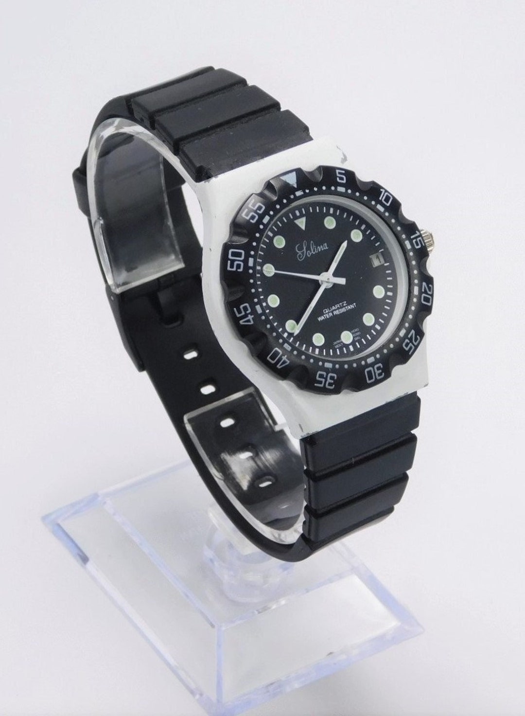 Solina Unisex Sports Watch Black & White Unisex 1990's - Etsy