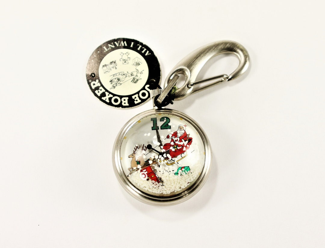 Joe Boxer all I Want Santa Pocket Watch With Floating Snow & Presents ...