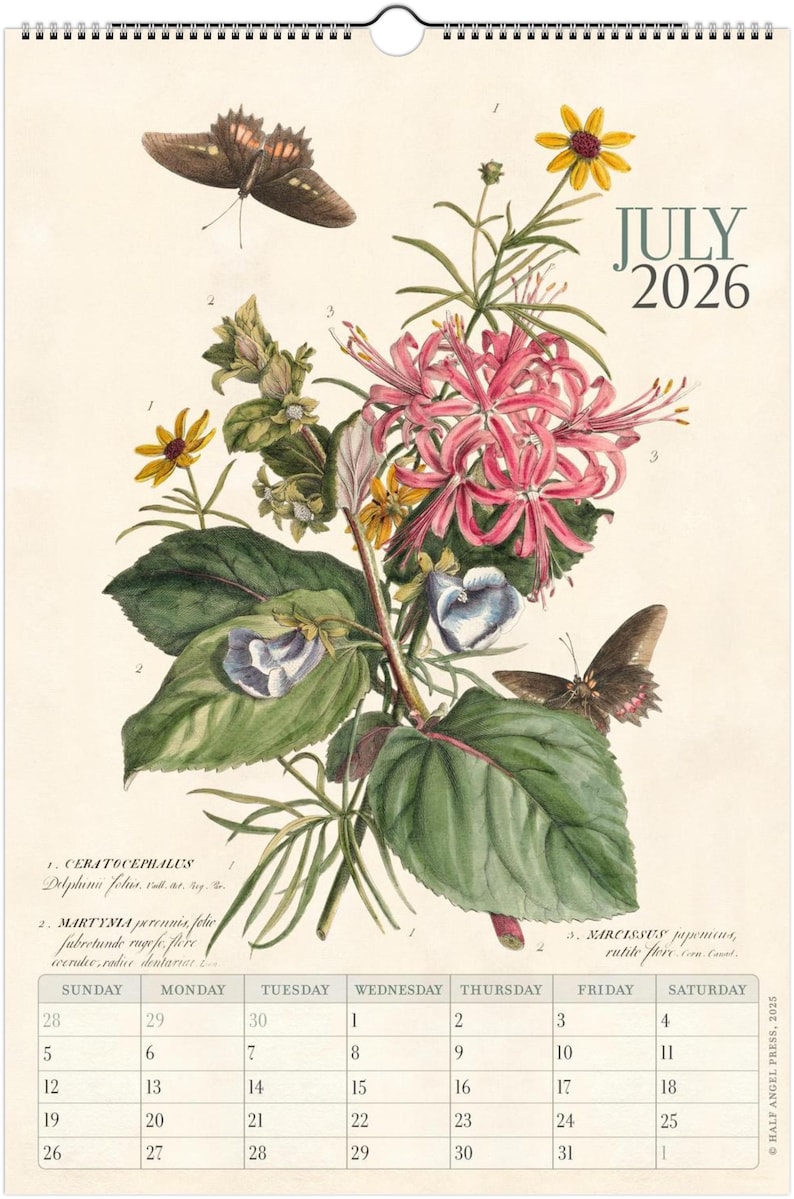 2026-2027 Vintage Floral Calendar, Restored Botanical Art | Large ...