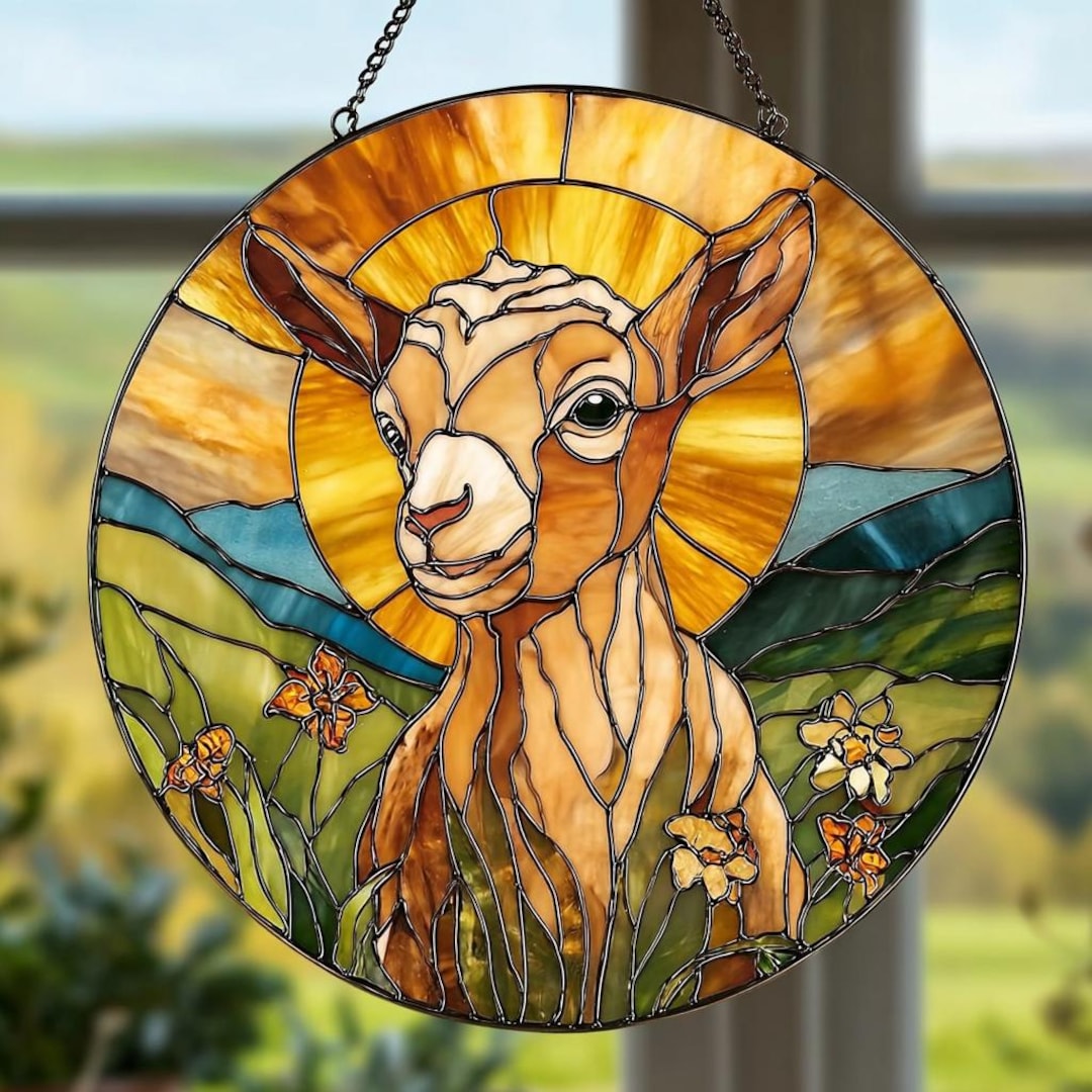 Baby Goat: Stained Glass Style Window Hanging - Etsy