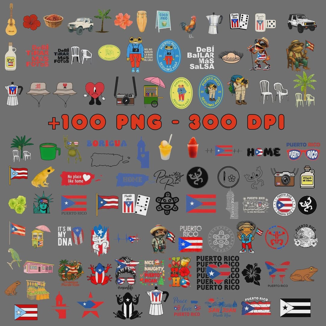 Puerto Rico +100 DTMF Bad Bunny PNG Bundle | Sapo Concho | Bandera ...