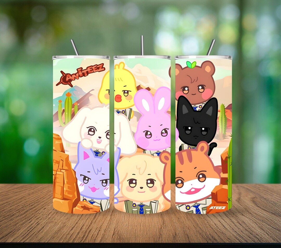 Aniteez Tumbler PNG Wrap - Ateez Fan Art Tumbler Kpop Design (digital ...