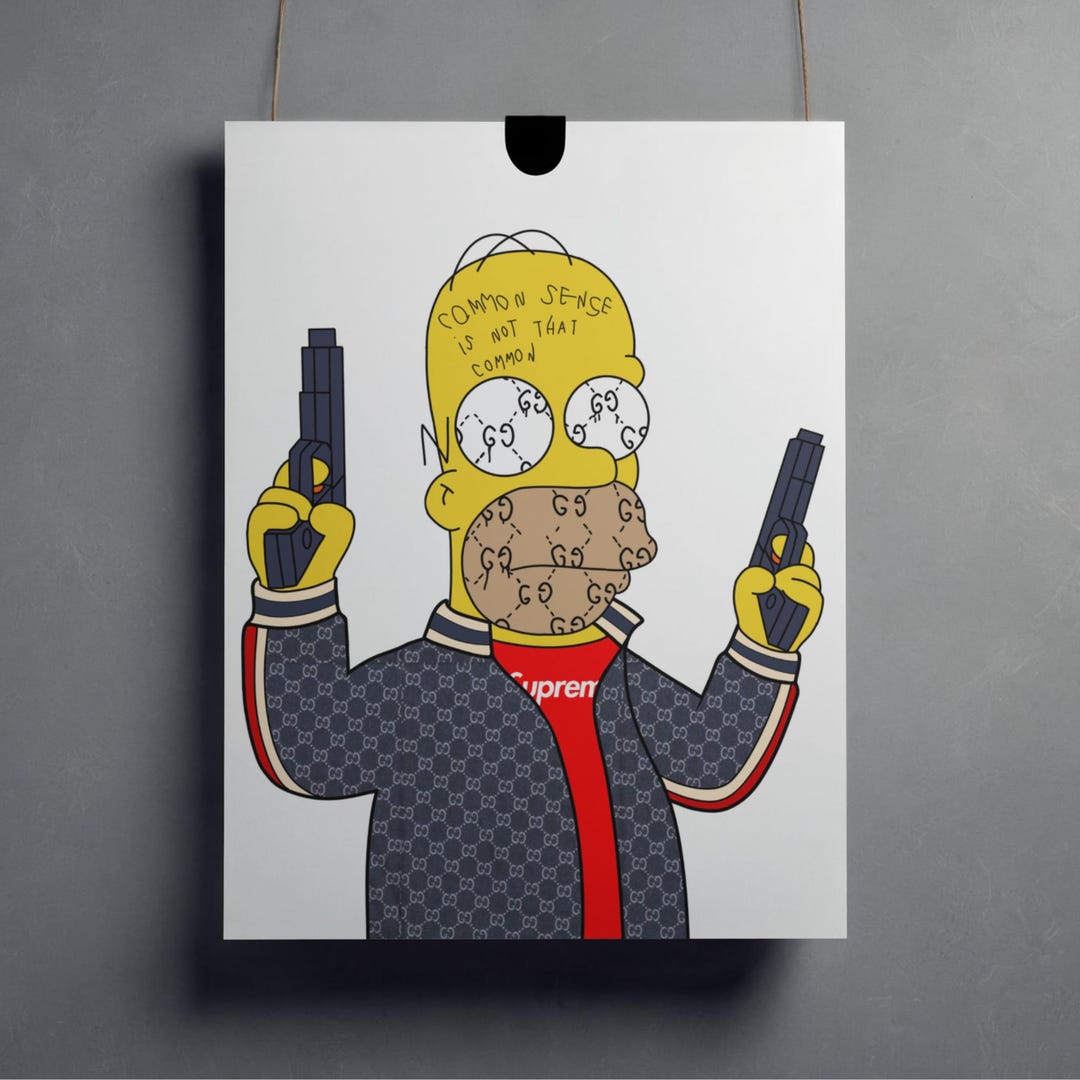 Homer Simpson Hype Beast Digital Art Print | Instant Download Printable ...