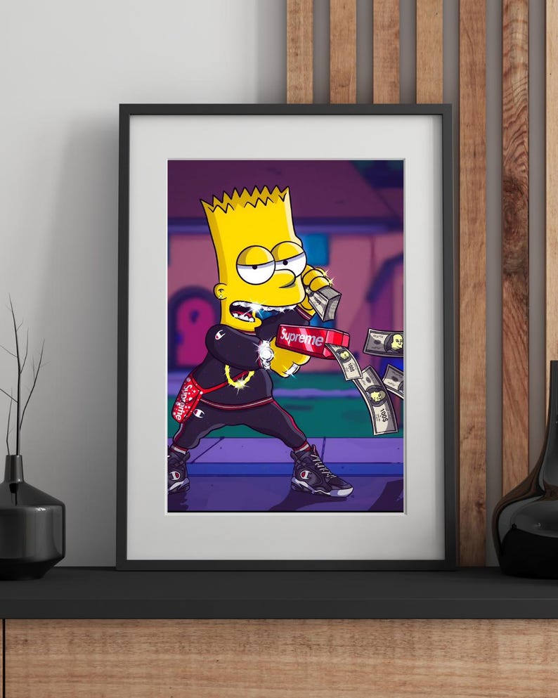 Bart Simpson Hype Beast Digital Art Print | Instant Download Printable ...
