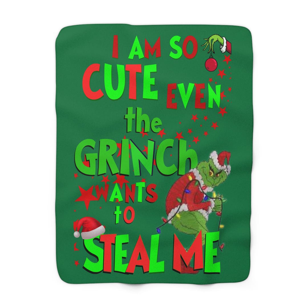 Grinch Fleece Blanket | Holiday Humor Sherpa Blanket - Etsy