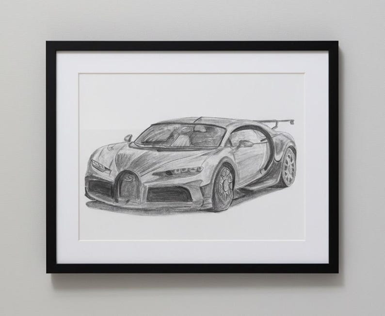 Original Bugatti Chiron Super Sport Pencil Sketch Framed Art by 11 Year ...