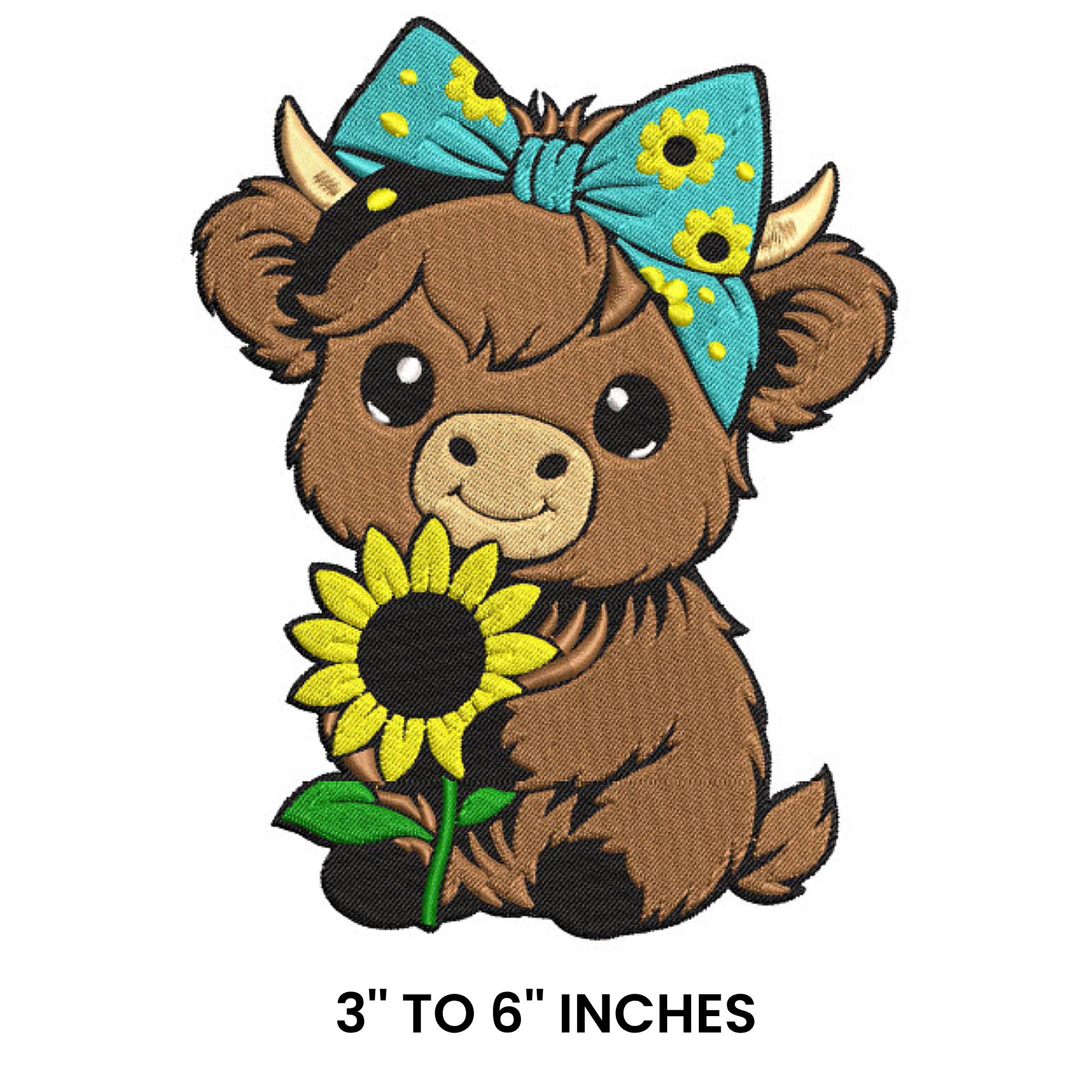 Highland Cow Machine Embroidery Design, Baby Highland Heifer Cow ...