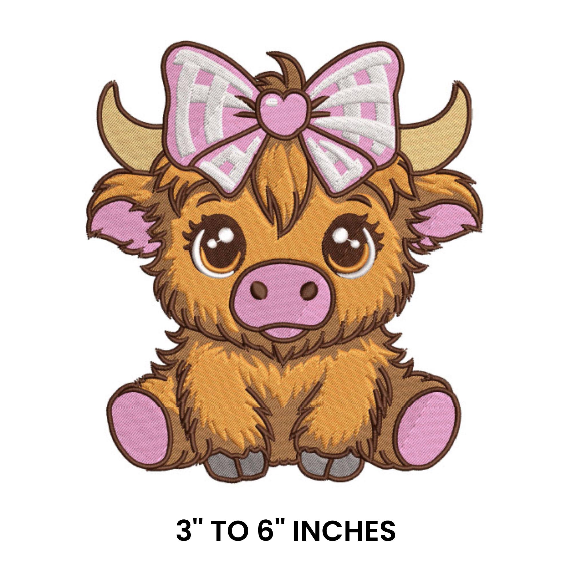 Highland Cow Machine Embroidery Design, Baby Highland Heifer Cow ...