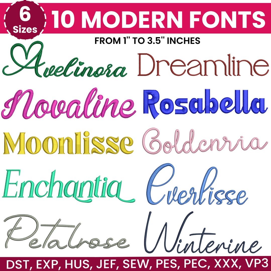 Modern Cursive Machine Embroidery Font, Monogram Script Alphabet, Satin ...