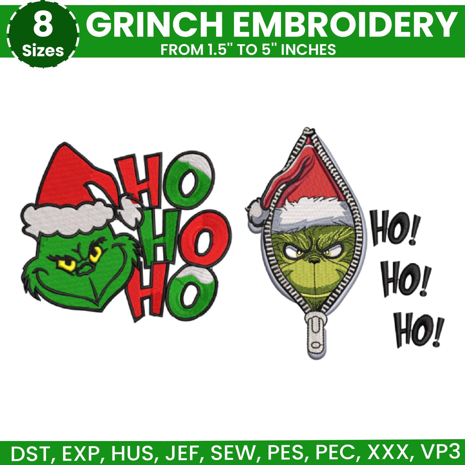 Grinch Embroidery Designs, Grinch Machine Embroidery, Christmas ...