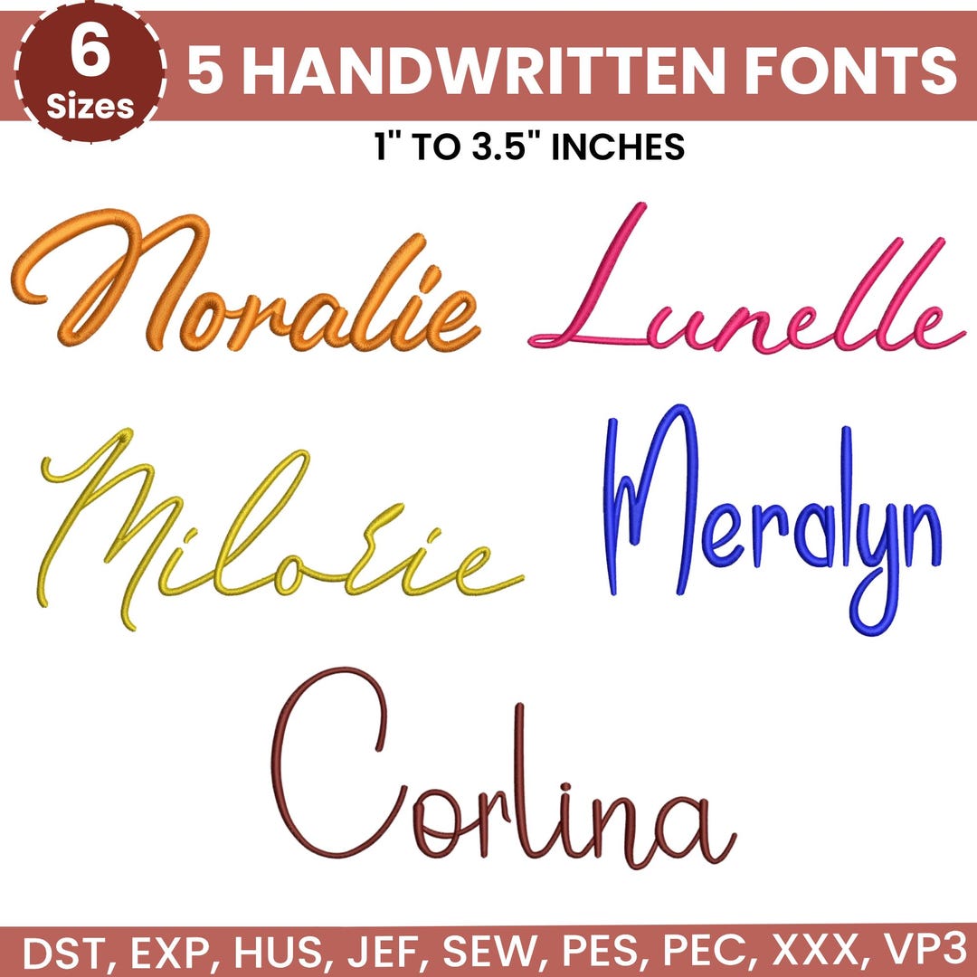 Cursive Machine Embroidery Font, Monogram Script Alphabet, Satin Stitch ...