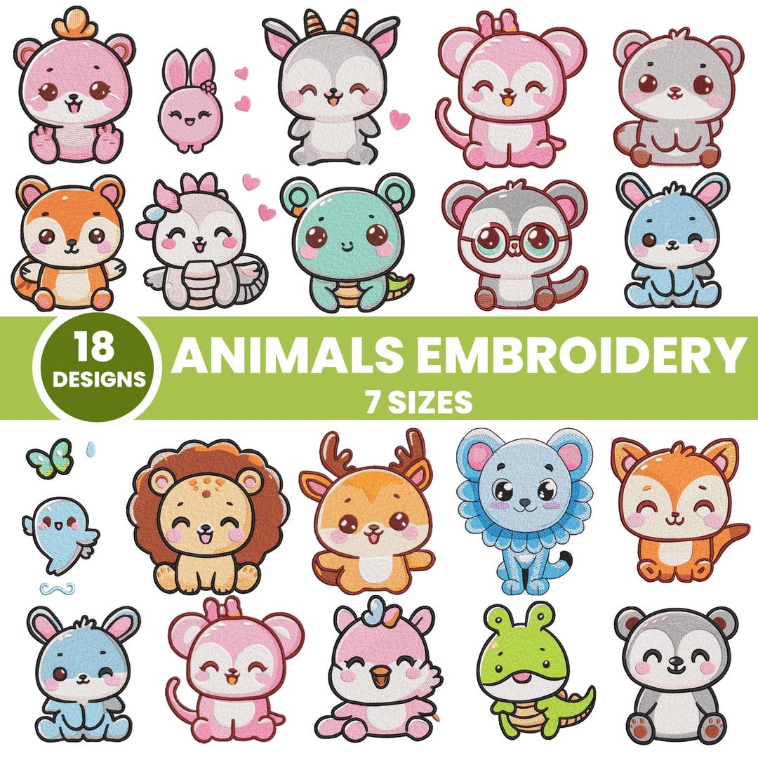 Baby Animal Embroidery Design, Safari Animal Machine Embroidery, Baby ...