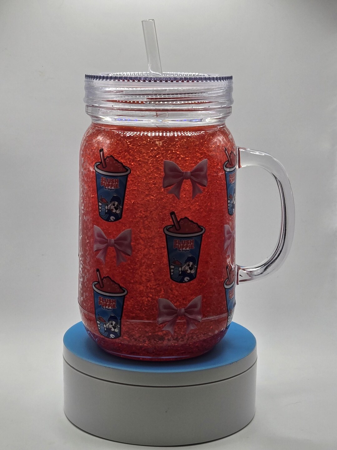 Glass Mason Jar Red Icee Snow Globe - Etsy