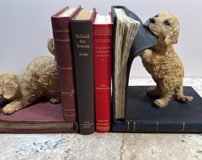 Barnes & Noble Golden Retriever Puppy Dog Bookends. - Etsy