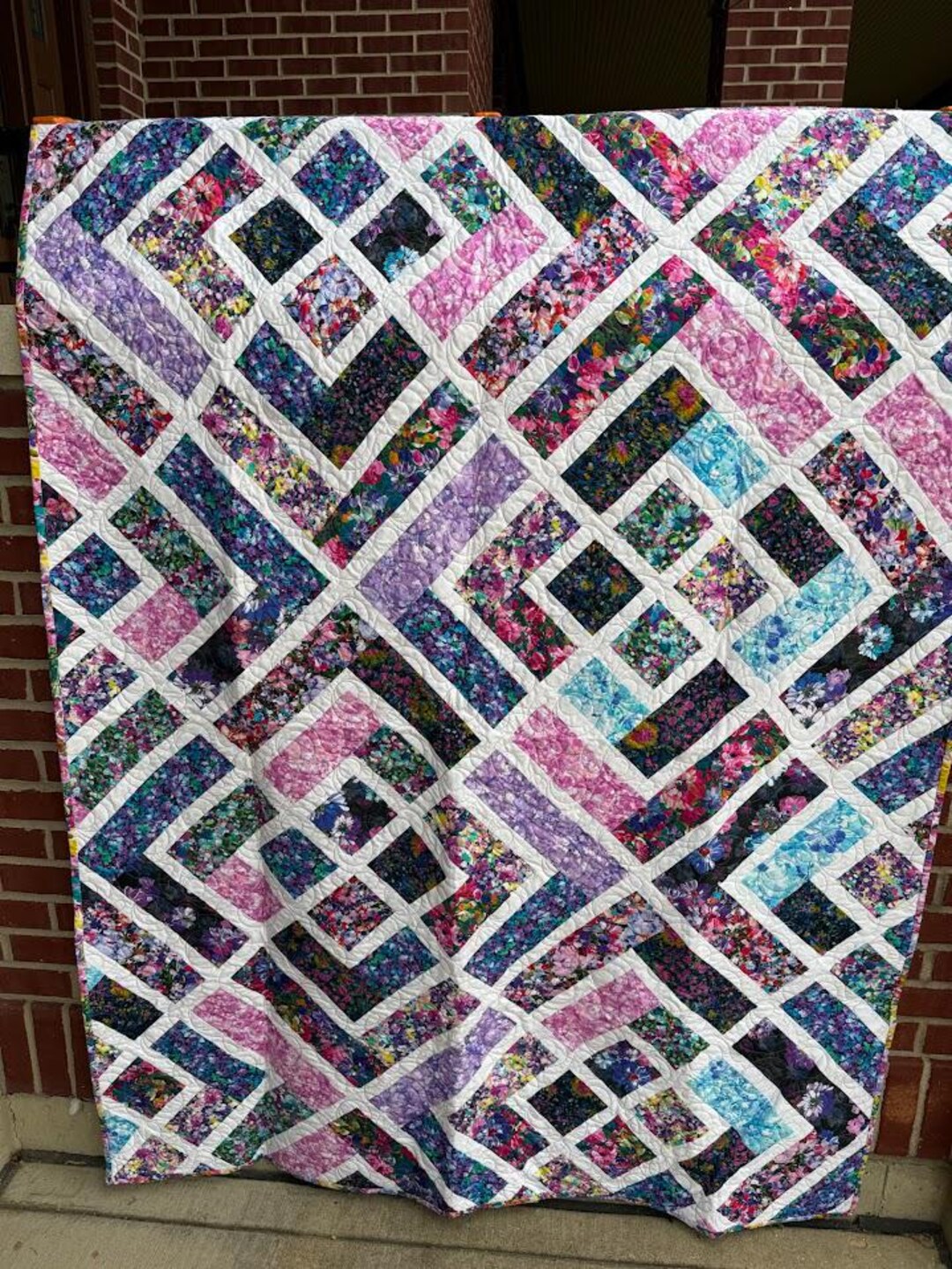Handmade Bright and Floral Couch Quilt | Rainbow | Geometric | C49 - Etsy