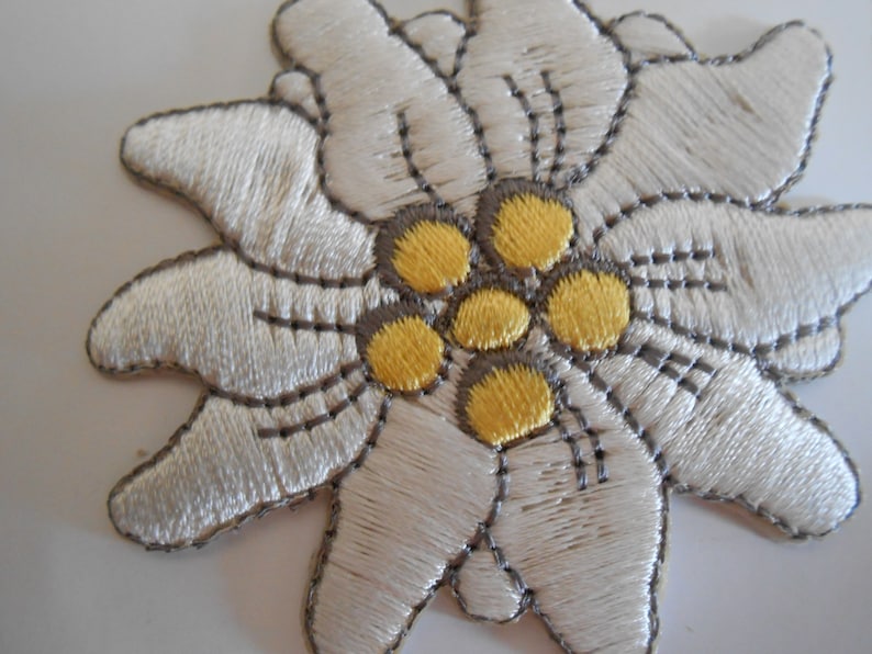 Edelweiss Iron on Embroidered Patch Applique Set of 2 | Etsy