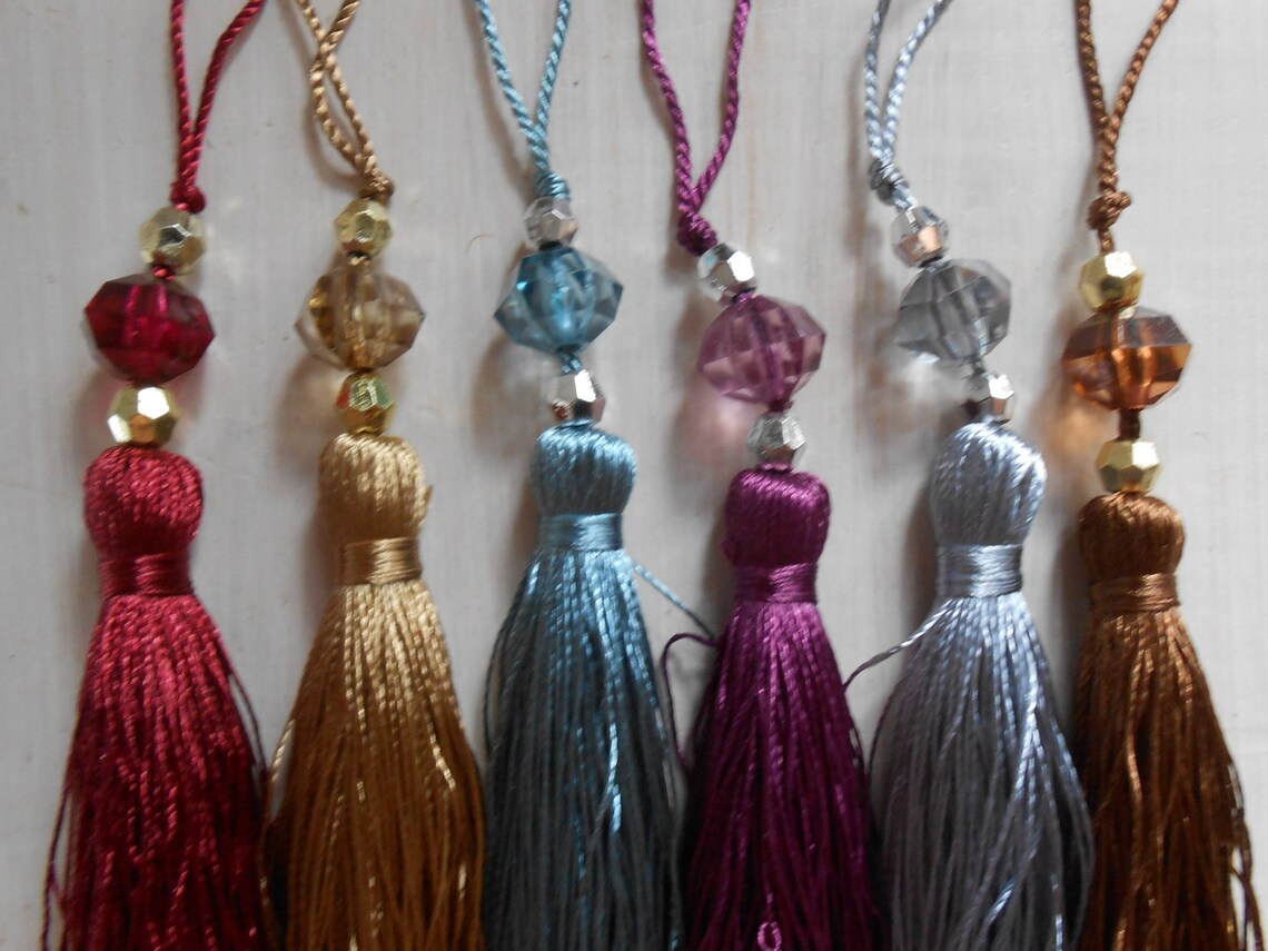 Tassel Coloured Silk Tassels With Beads Cm 18 - Etsy