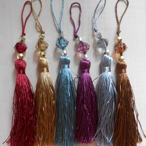 Tassel Coloured Silk Tassels With Beads Cm 18 - Etsy