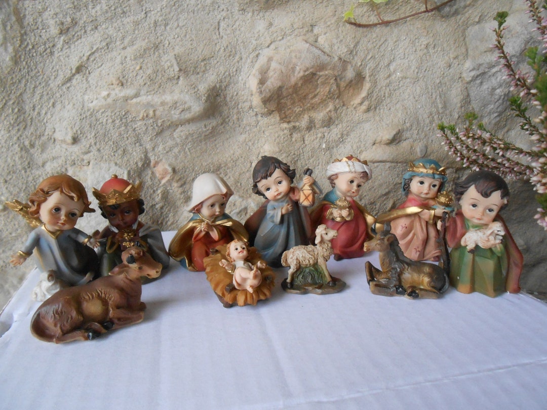 Nativity Set 11 Pcs Religious Figures Christmas Ornament Miniature 2 3/ ...