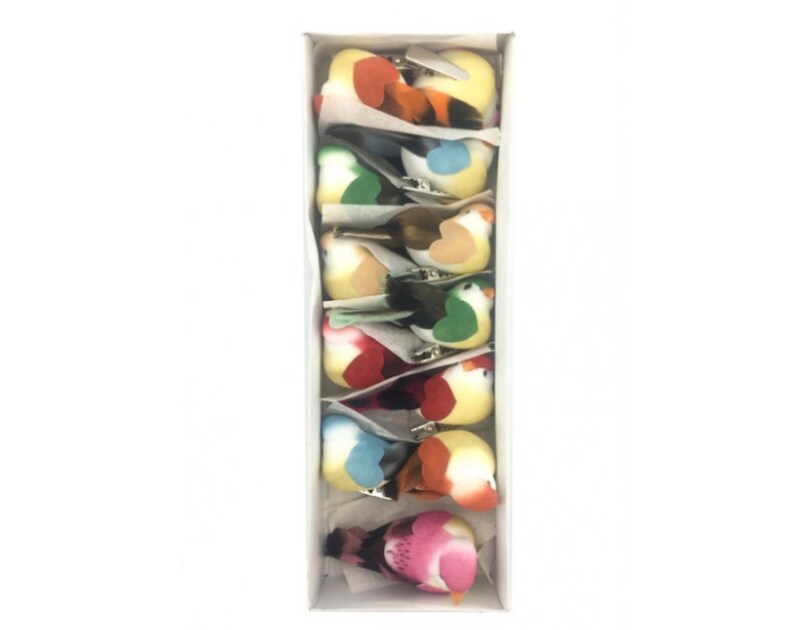 Artificial Mini Birds on Clip With Real Feather Set of 12 - Etsy