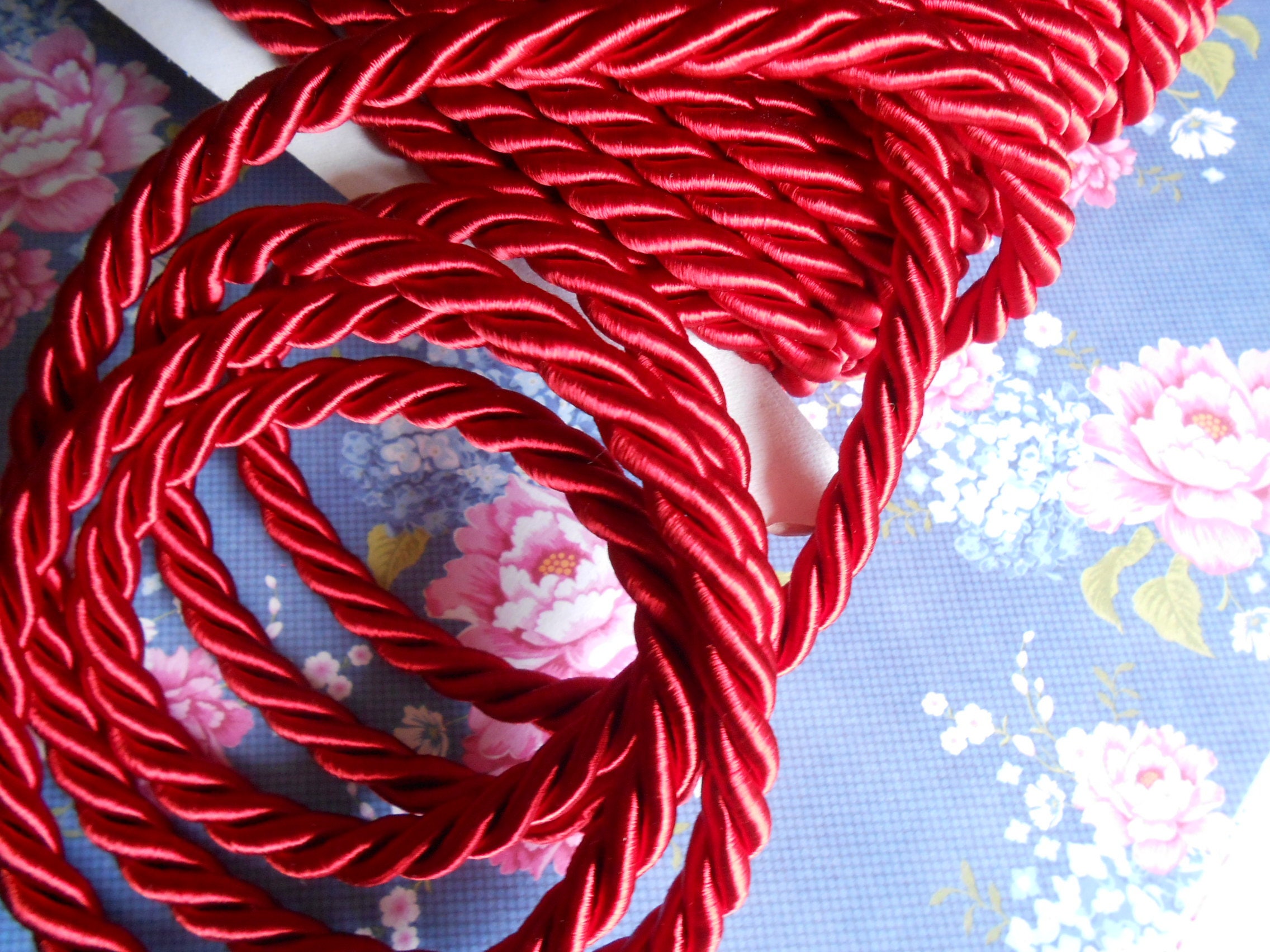 Cord Twisted Satin Red 5 yards mm 7.5 Passementerie | Etsy