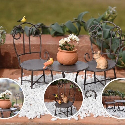 Mini Garden Set Fairy Garden Furniture Outdoor Doll's - Etsy