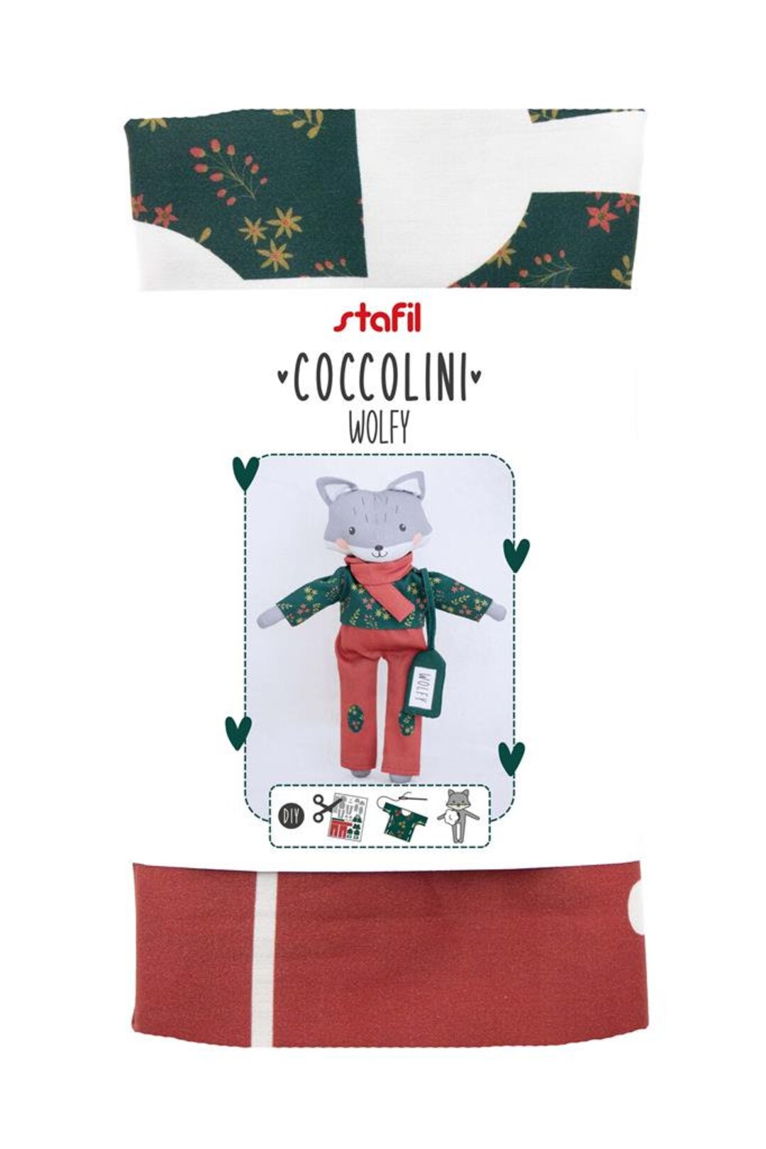 DIY Doll Wolfy Coccolini Fabric Printed Pattern Handmade Stafil - Etsy