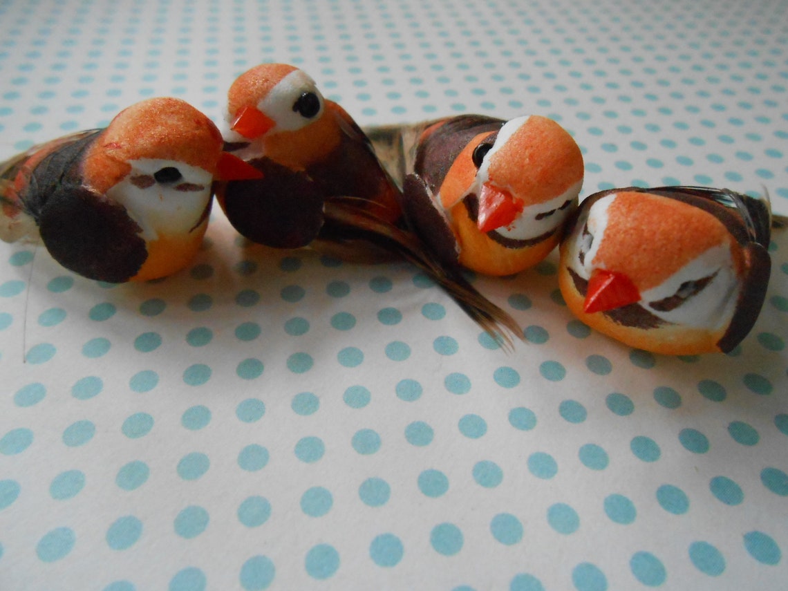 Artificial Birds Miniature With Real Feather Tail Set of 4 - Etsy