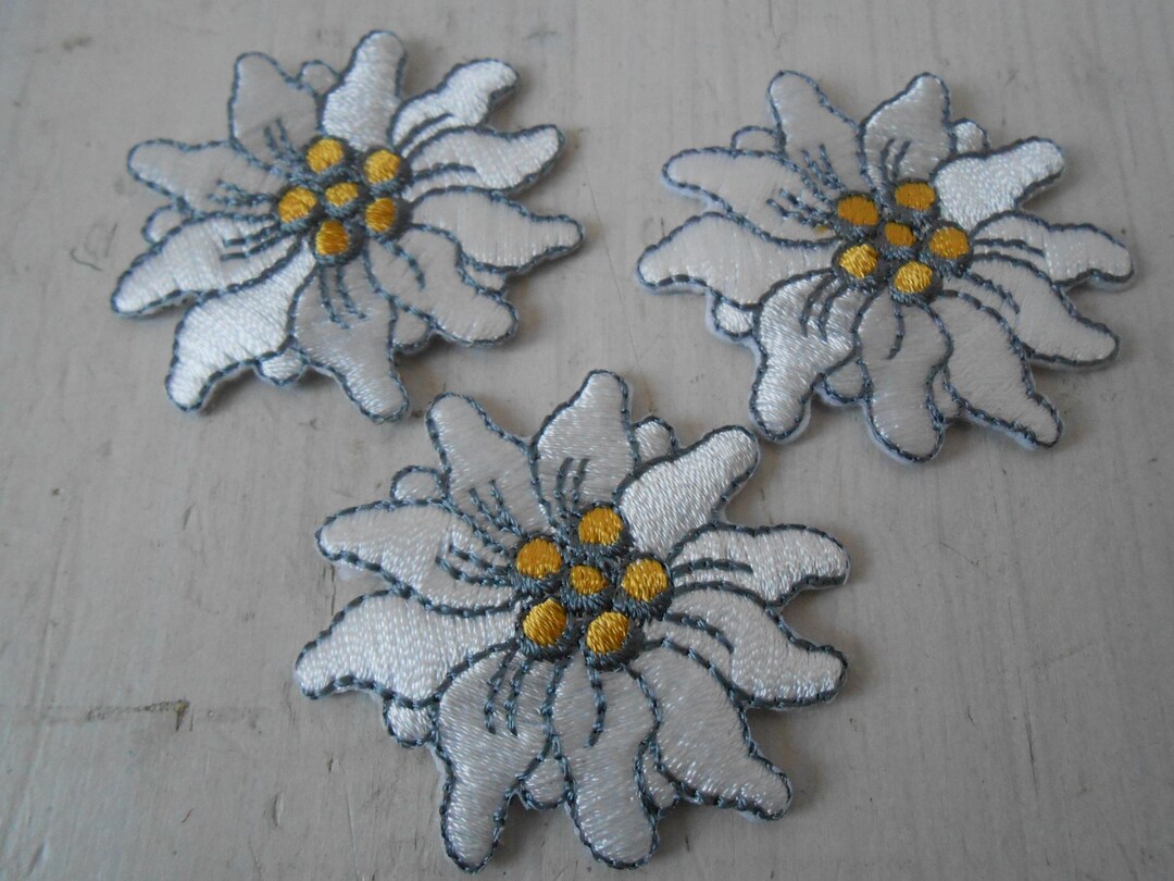 Edelweiss Iron on Set of 3 Embroidered Patch Appliques - Etsy