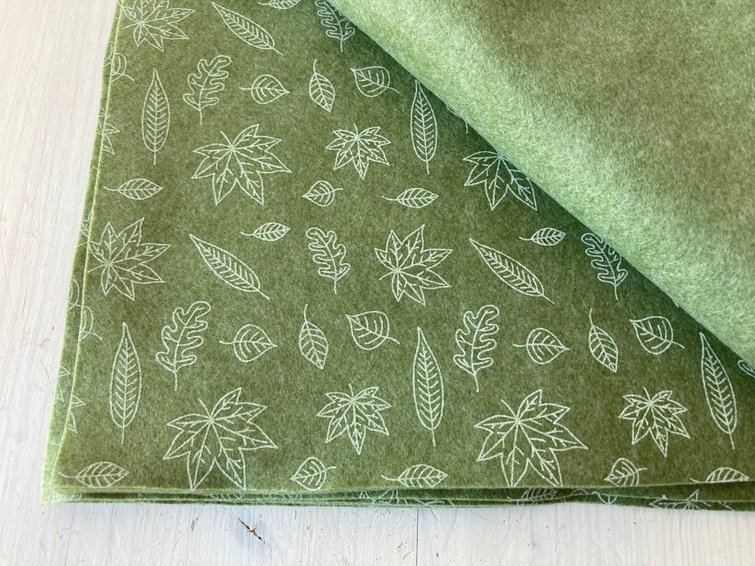Felt Printed Leaves 5 Sheets Cm 30x40 Craft Felt Freen Melange / Cream ...