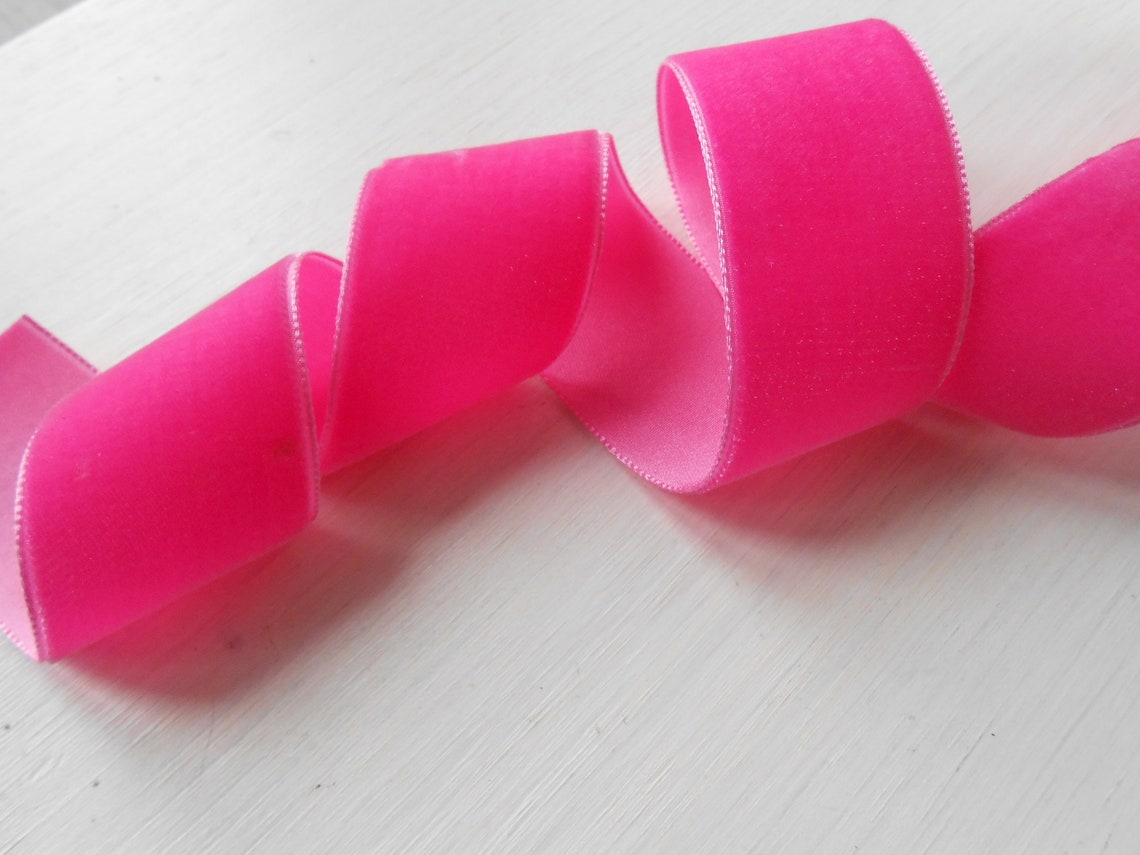 Velvet Ribbon Hot Pink 2 Yards 1 1/2width | Etsy