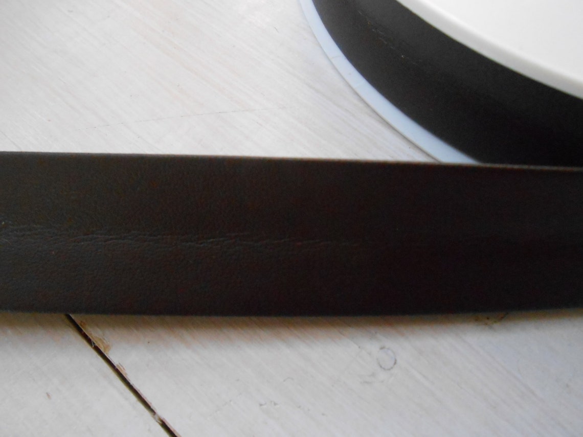 Vegan Leather Bias Tape Brown Double Folded 1