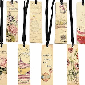 Stationery Bookmarks Vintage Style Satin Ribbon Set of 8 - Etsy