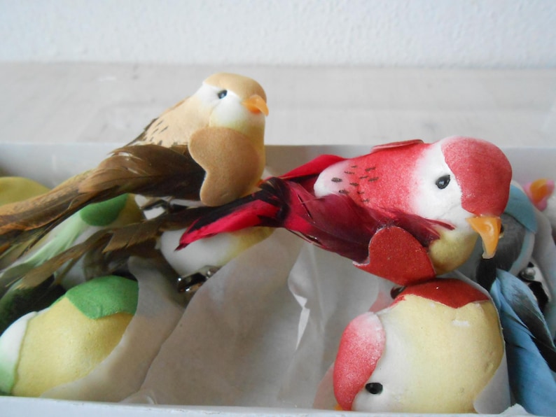 Artificial Mini Birds on Clip With Real Feather Set of 12 - Etsy