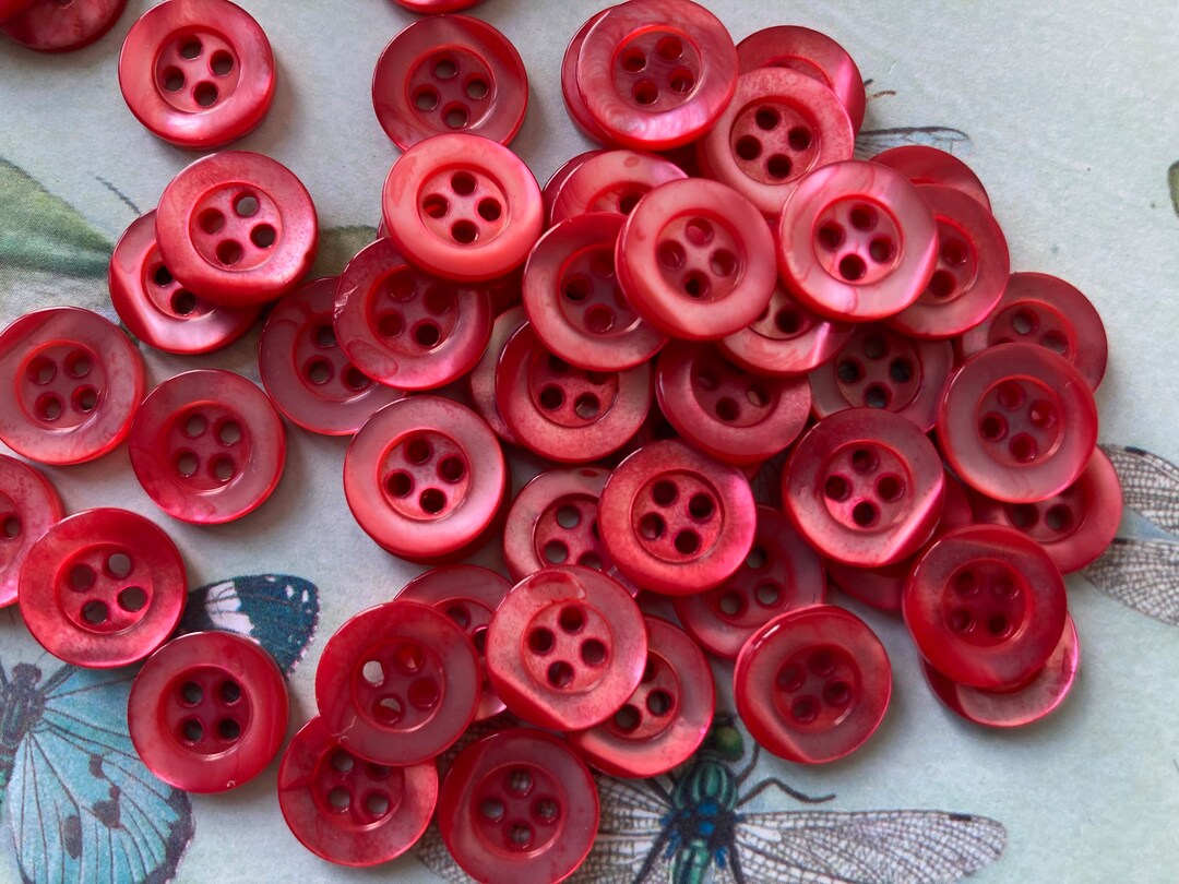 Buttons Natural Mother of Pearl 20 Pcs Red LIN 20 - Etsy UK