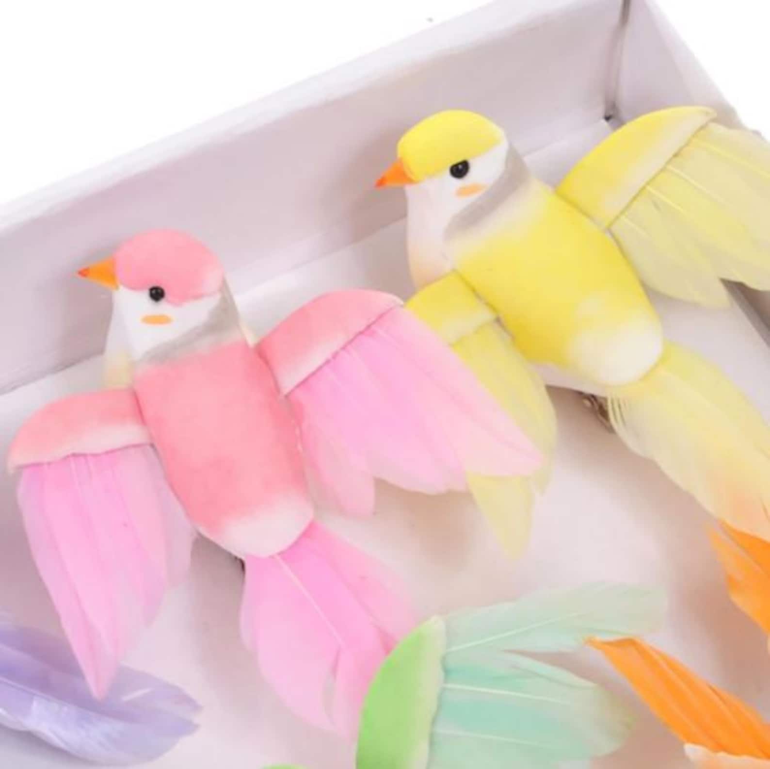 Artificial Birds With Real Feather Set of 6 Assorted Colors - Etsy