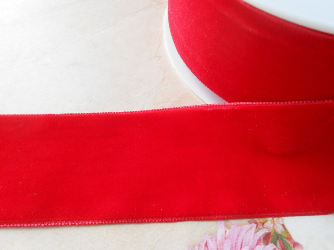 Velvet Ribbon Red Wide 2 Yards 2 Width - Etsy