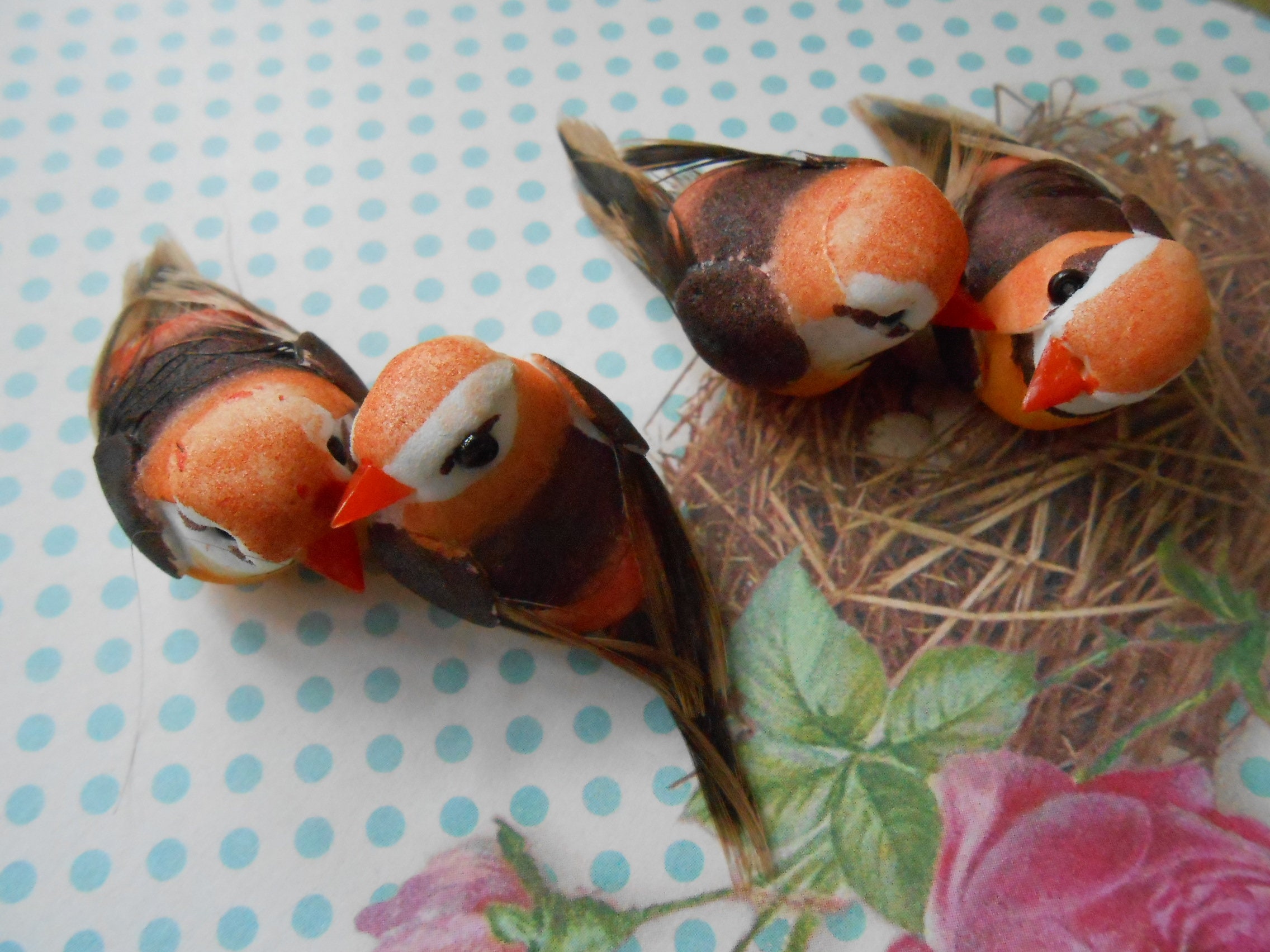 Artificial Birds Miniature With Real Feather Tail Set of 4 - Etsy
