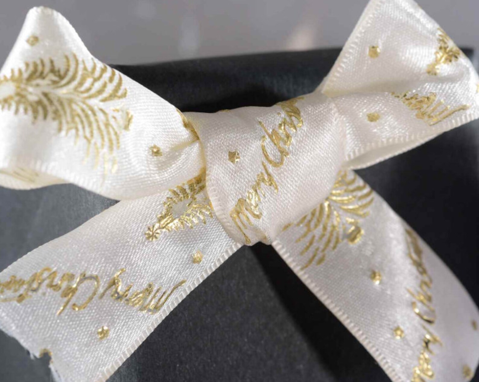 Christmas Ribbon Satin Gold Printed 5 Yards 1 Width - Etsy