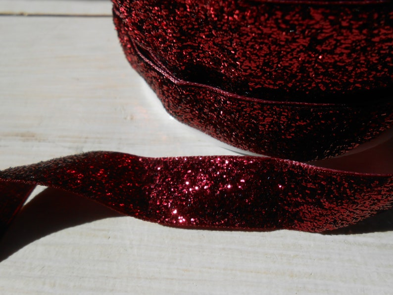 Velvet Red Trim Metallized Ribbon 5 Yards 5/8 width | Etsy