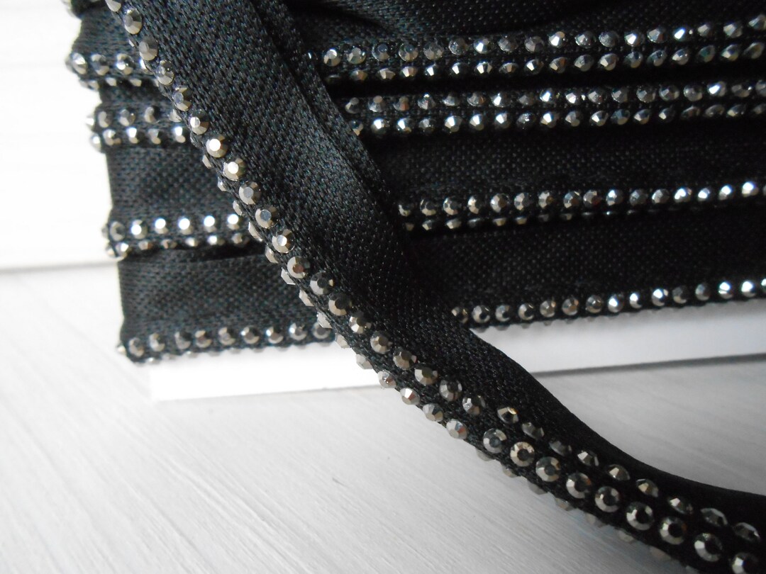 Piping Strass Black Satin Sewing Edge Embellishment 1 Yard - Etsy