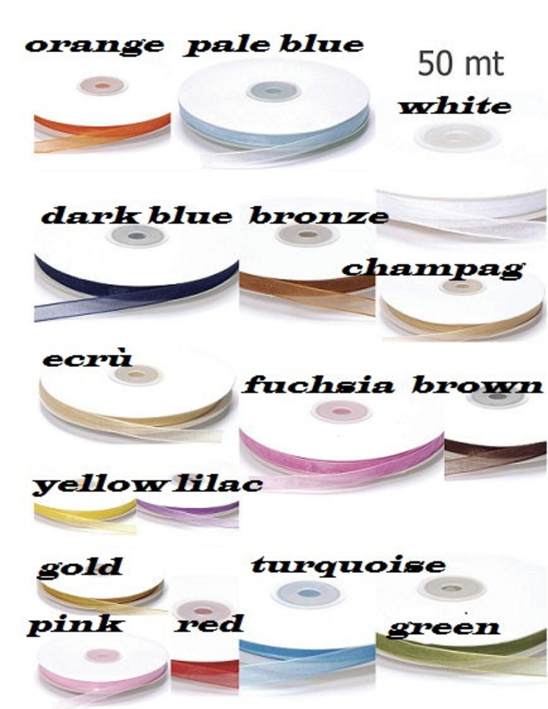 Organdy Ribbon 1/4" Width 50 Meters Bulky Roll - Etsy