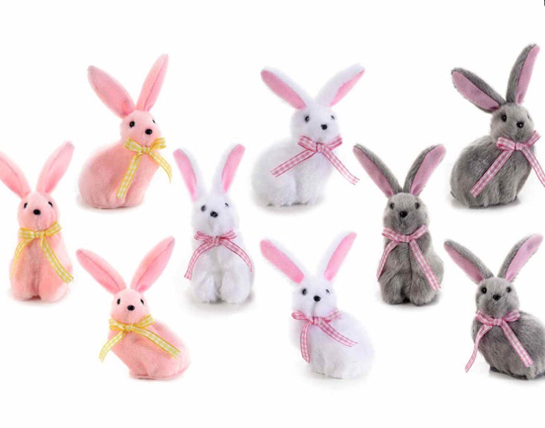 Mini Rabbits Set of 3 Animal Miniature Faux Fur Easter - Etsy