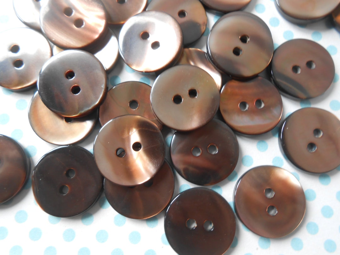 Buttons Mother of Pearl 10 Pcs LIN 24 Brown - Etsy